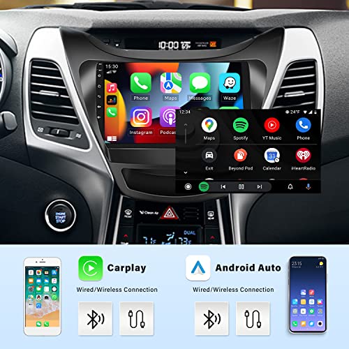 Android 11 Car Stereo for Hyundai Elantra 2012 2013 with Wireless Apple Carplay Android Auto, 9 ββ 1+16 Touch Screen in Dash GPS Radio with Navi WiFi Bluetooth FM RDS HiFi SWC + AHD Backup Camera