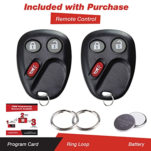 KeylessOption Keyless Entry Remote Car Key Fob Key for Chevy Trailblazer GMC Envoy (Pack of 2)