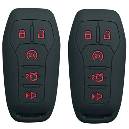 2Pcs Coolbestda Silicone Key Fob Cover Skin Remote Case Keyless Entry Holder for 2015 2016 2017 Ford Explorer Edge Mustang F-150 Fusion Lincoln MKZ MKC M3N-A2C31243300