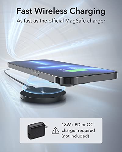 ESR HaloLock Kickstand Wireless Charger, MagSafe-Compatible Charger for iPhone 14/14 Plus/14 Pro/14 Pro Max and iPhone 13/12 Series, with 5 ft (1.5 m) Removable Cable, Adapter Not Included, Black