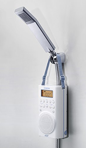Sangean H205 AM/FM Weather Alert Waterproof Shower Radio White