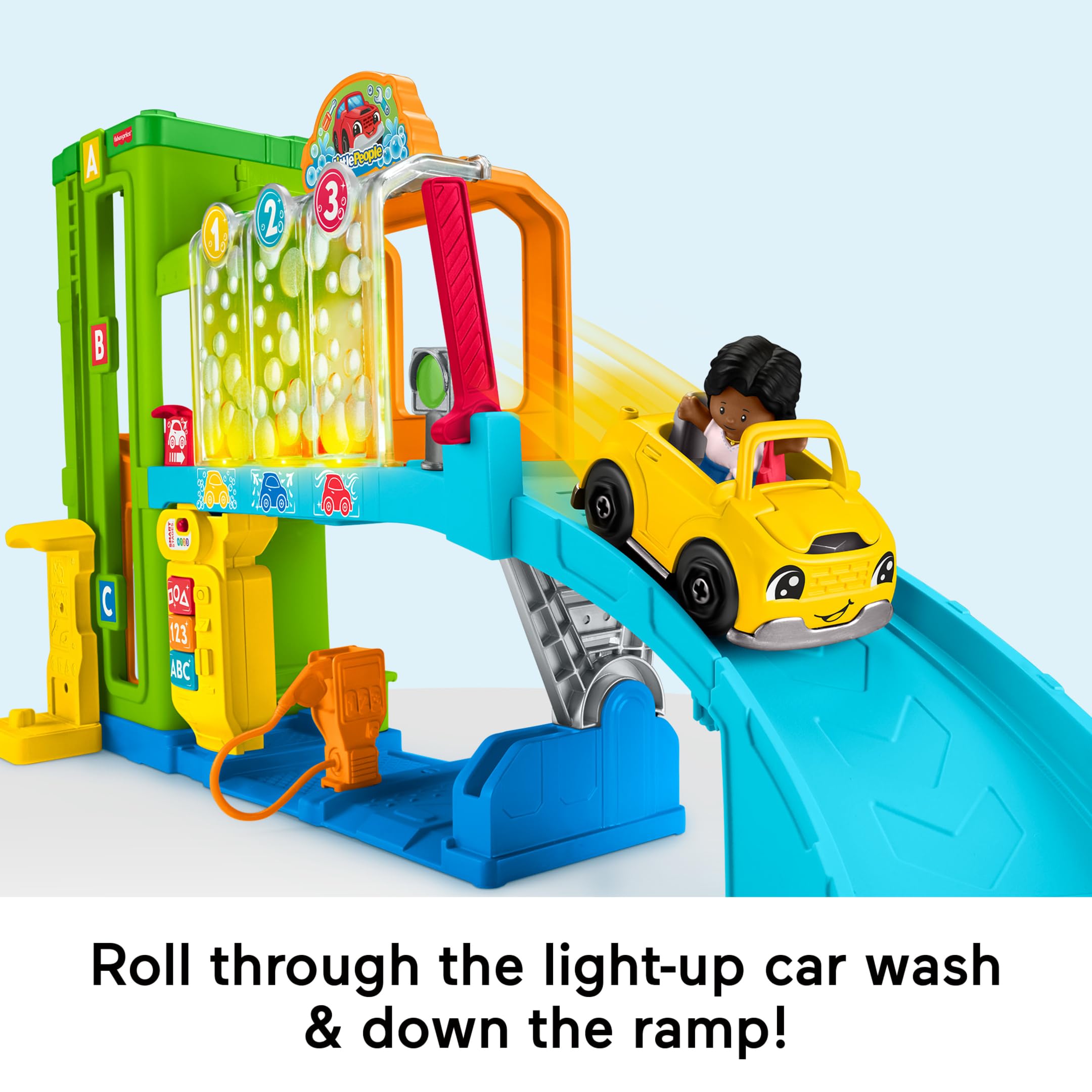 Fisher-Price Little People Toddler Toy Light-Up Learning Garage Playset with Smart Stages, Car & Ramp for Pretend Play Kids Ages 1+ Years