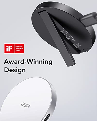 ESR HaloLock Kickstand Wireless Charger, MagSafe-Compatible Charger for iPhone 14/14 Plus/14 Pro/14 Pro Max and iPhone 13/12 Series, with 5 ft (1.5 m) Removable Cable, Adapter Not Included, Black