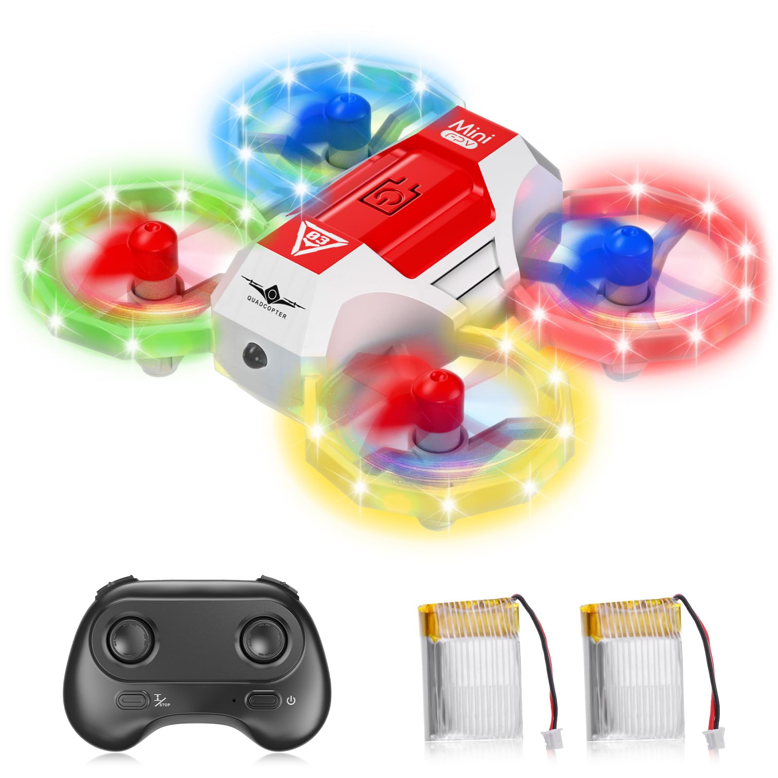 Powerextra Pro Easy Drone for Kids, RC Mini Drone with LED Light, RC Quadcopter Indoor, Altitude Hold, 3D Flip, Auto Rotation, One Key Start/Land, 2 Batteries, Great Gift for Boys & Girls 8+