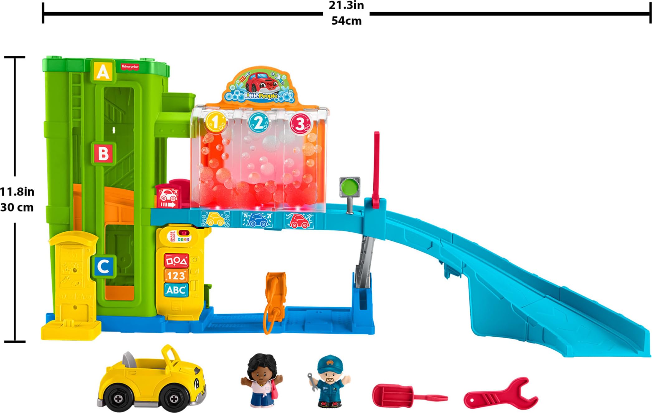 Fisher-Price Little People Toddler Toy Light-Up Learning Garage Playset with Smart Stages, Car & Ramp for Pretend Play Kids Ages 1+ Years
