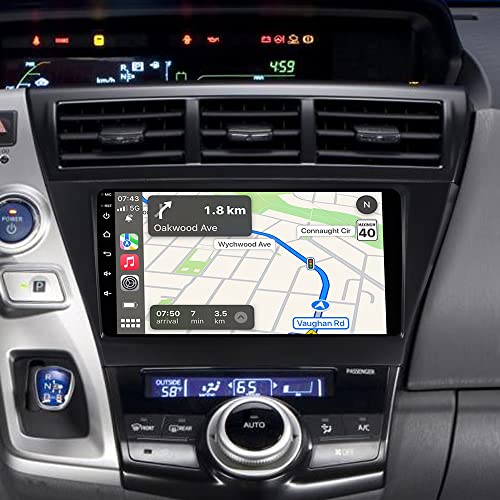 ASURE 9 inch Car Stereo Radio GPS Navigation Unit for Toyota Prius V 2011-2017 HD Touchscreen Multimedia Player,4 Core 2G+32G Android with Wireless Carplay,Android Auto,SWC,DSP,Bluetooth