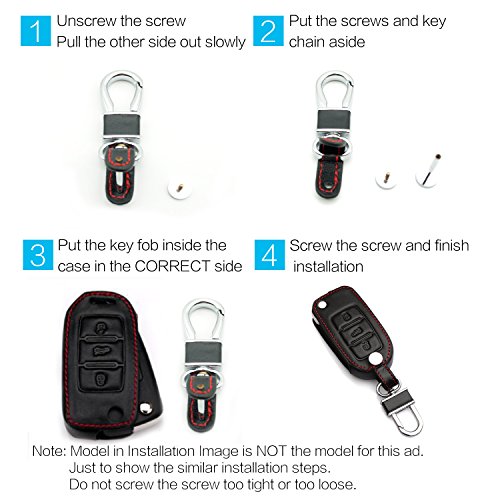 Compatible with fit for Ford Mondeo Focus 3 MK3 ST Kuga Fiesta Escape Ecosport Titanium B-Max Grand C-Max S-Max Galaxy 5buttons Leather Keyless Entry Remote Control Smart Key Fob Cover Case Protector