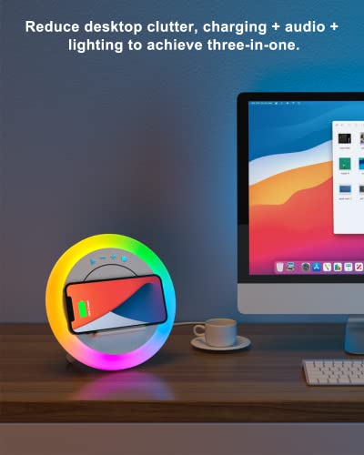 SIDVAR Bluetooth Speaker Night Lightsr, Wireless Charging Modern Speaker,Best Teenage Birthday Gift Ideas,Gifts for Women, Men, Dad, Mom(5W Wireless Charging