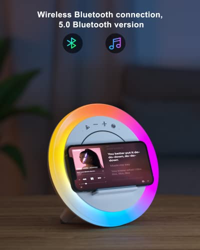 SIDVAR Bluetooth Speaker Night Lightsr, Wireless Charging Modern Speaker,Best Teenage Birthday Gift Ideas,Gifts for Women, Men, Dad, Mom(5W Wireless Charging