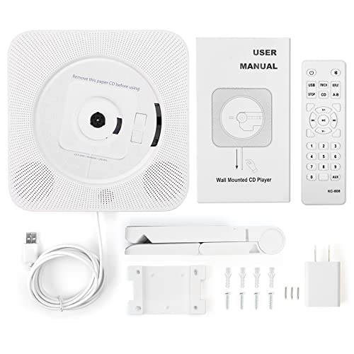Wall Mountable CD Player with Bluetooth: Portable CD Music Player with Remote Control HiFi Sound Speaker FM Radio Support AUX/USB, Headphone Jack for Home, Kids, Kpop, Gift