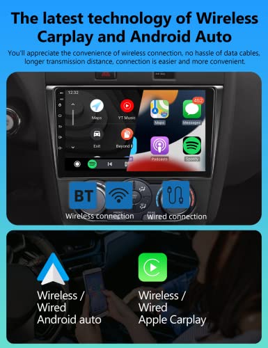 Android Car Radio Stereo for Nissan Altima 2008-2012 with Wireless Carplay Android Auto, 9β Touchscreen Radio Supports GPS Navigation, Steering Wheel Control, WiFi, Hi-Fi, FM/RDS, Split Screen