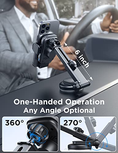 Wireless Car Charger Mount, 15W Full Auto-Clamping Fast Charging Air Vent Dash Windshield Phone Car Holder for iPhone 14 Pro/13 Pro/ 12/11/Xr/8, Samsung S23/S22/S21/Note 20(with QC 3.0 Car Charger)