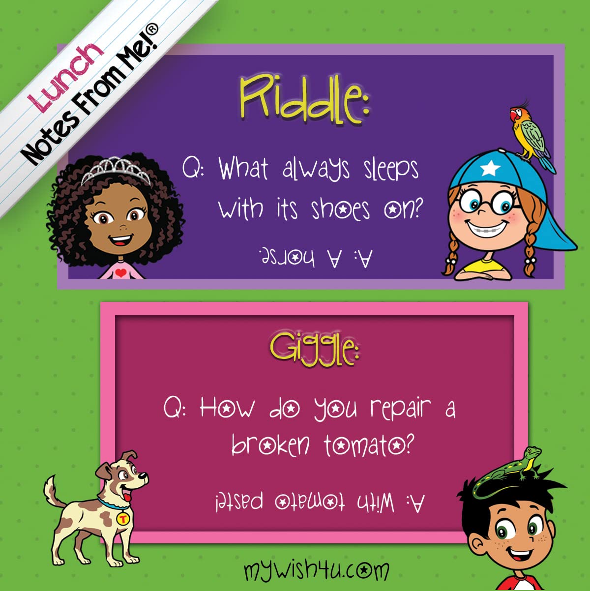 Notes From Me! 101 Tear-Off Lunch Box Notes for Kids, Riddles & Giggles, Fun & Educational, Inspirational, Motivational, Thinking of You, Back to School Essential, Bored Kids Activity, Ages 8+