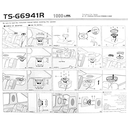 Car Audio coaxial Speakers 6''x 9'' inch,1000 Watt Max 3-Way Speakers (2 Pack) TS-G6941R