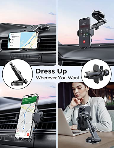 Wireless Car Charger Mount, 15W Full Auto-Clamping Fast Charging Air Vent Dash Windshield Phone Car Holder for iPhone 14 Pro/13 Pro/ 12/11/Xr/8, Samsung S23/S22/S21/Note 20(with QC 3.0 Car Charger)