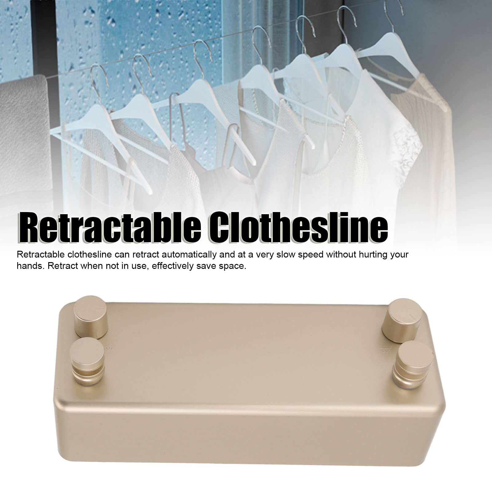 JUOPZKENN 13.8ft Retractable Clothesline,Wall Mounted Heavy Duty Thickened Stainless Steel Double Laundry Line,Clothes Drying Line for Balcony Hotel(Gold)