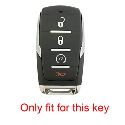 Btopars 2pcs 4 Buttons Black Silicone Rubber Remote Smart Key Fob Case Cover Protector Holder Compatible with Dodge Ram 1500 2019 2020 2021 2022