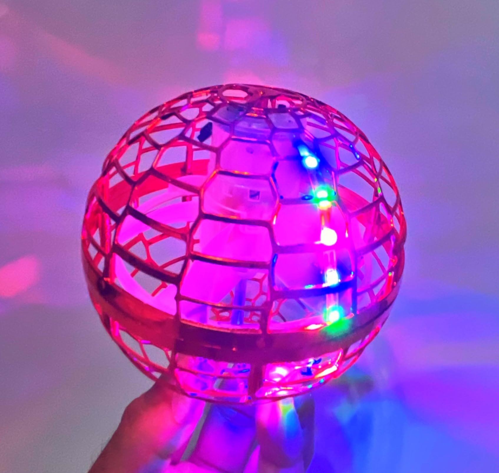 Fly Nova Pro Magic 360 Rotating Hover Mini Drone Flying Ball (Red)