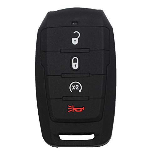 Btopars 2pcs 4 Buttons Black Silicone Rubber Remote Smart Key Fob Case Cover Protector Holder Compatible with Dodge Ram 1500 2019 2020 2021 2022