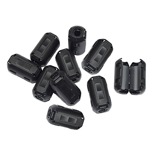 Topnisus [Pack of 10] Clip-on Ferrite Core Ring Bead Anti-Interference High-Frequency Filter RFI EMI Noise Suppressor Cable Clip (3mm Inner Diameter)