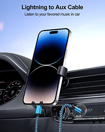 Aux Cord for iPhone, Lightning to 3.5mm Male Audio Cable Compatible with iPhone 14 Pro Max, 14 Plus, 13 Max, 12 Mini, X/XR, iPad, iPod, Mfi Apple Auxiliary Wire for Car, Speaker, Headphone -2Pcs/3ft
