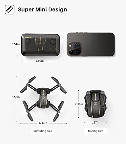 Mini Drone for Beginners, SYMA Portable Indoor Quadcopter with Altitude Hold,3D Flips,Headless Mode and Speed Switch, Easy to Fly Foldable Helicopter Plane Toy Gift for Boys Girls