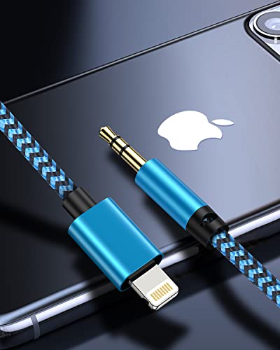 Aux Cord for iPhone, Lightning to 3.5mm Male Audio Cable Compatible with iPhone 14 Pro Max, 14 Plus, 13 Max, 12 Mini, X/XR, iPad, iPod, Mfi Apple Auxiliary Wire for Car, Speaker, Headphone -2Pcs/3ft