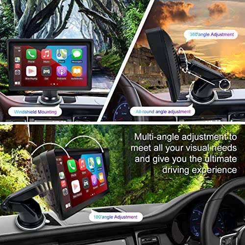 EZoneTronics New GPS Navigation for All Cars, Portable Apple Carplay and Wireless Android Auto Support Dash or Windshield Mounted, Mirror Link/GPS/FM/Siri/Google