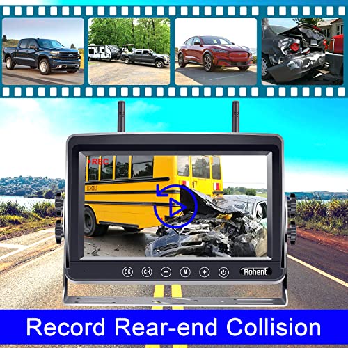 Rohent RV Backup Camera Wireless HD 1080P Bluetooth Trailer Rear View 7 Inch Monitor Recording Waterproof Four Channels Pigtail Wire Adapter for Furrion Pre-Wired RVs R5