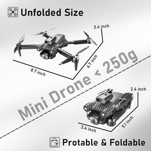FLYVISTA Mini Drone with Camera for Adults Kids, 1080P WiFi FPV Camera Drone with 3 Batteries, One-Click Take Off/Landing, Altitude Hold, Headless Mode, 360° Flips, 3-Gear Speeds, Emergency Stop, Carrying Case, Toys Gifts for Kids and Adults Beginner