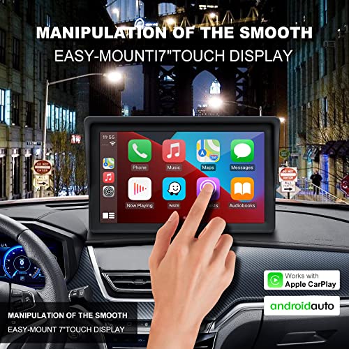 EZoneTronics New GPS Navigation for All Cars, Portable Apple Carplay and Wireless Android Auto Support Dash or Windshield Mounted, Mirror Link/GPS/FM/Siri/Google