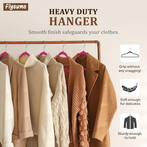 Premium Velvet Hangers 50 Pack, Heavy Duty Study Pitaya Hangers for Coats, Pants & Dress Clothes - Non Slip Clothes Hanger Set - Space Saving Felt Hangers for Clothing