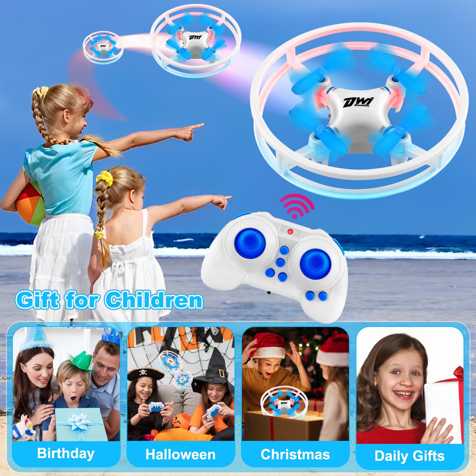 Mini Drone for Kids, 2.4Ghz Remote Control Drone, 360 ° Flips Auto Hovering Beginner UFO Drone, Headless Mode, One Key Return Small Quadcopter, Helicopter Drone Toy with LED Lights for Boys Girls Gift