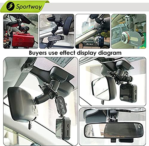 Sportway Dash Cam Mount, S90 Dash Cam Mirror Mount Holder with 6pcs Joints for Rove APEMAN CHORTAU Roav Nexar iiwey YI Z-Edge Old Shark KDLINKS Crosstour Falcon Zero... Most Car Dash Cameras
