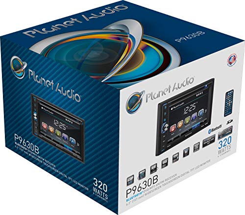 Planet Audio P9630B Car DVD Player - Double Din, Bluetooth Audio and Hands-Free Calling, 6.2 Inch LCD Touchscreen Monitor, MP3 Player, CD, DVD, WMA, USB, SD, AUX In, AM/FM Radio Receiver