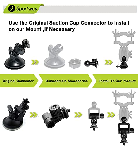 Sportway Dash Cam Mount, S90 Dash Cam Mirror Mount Holder with 6pcs Joints for Rove APEMAN CHORTAU Roav Nexar iiwey YI Z-Edge Old Shark KDLINKS Crosstour Falcon Zero... Most Car Dash Cameras