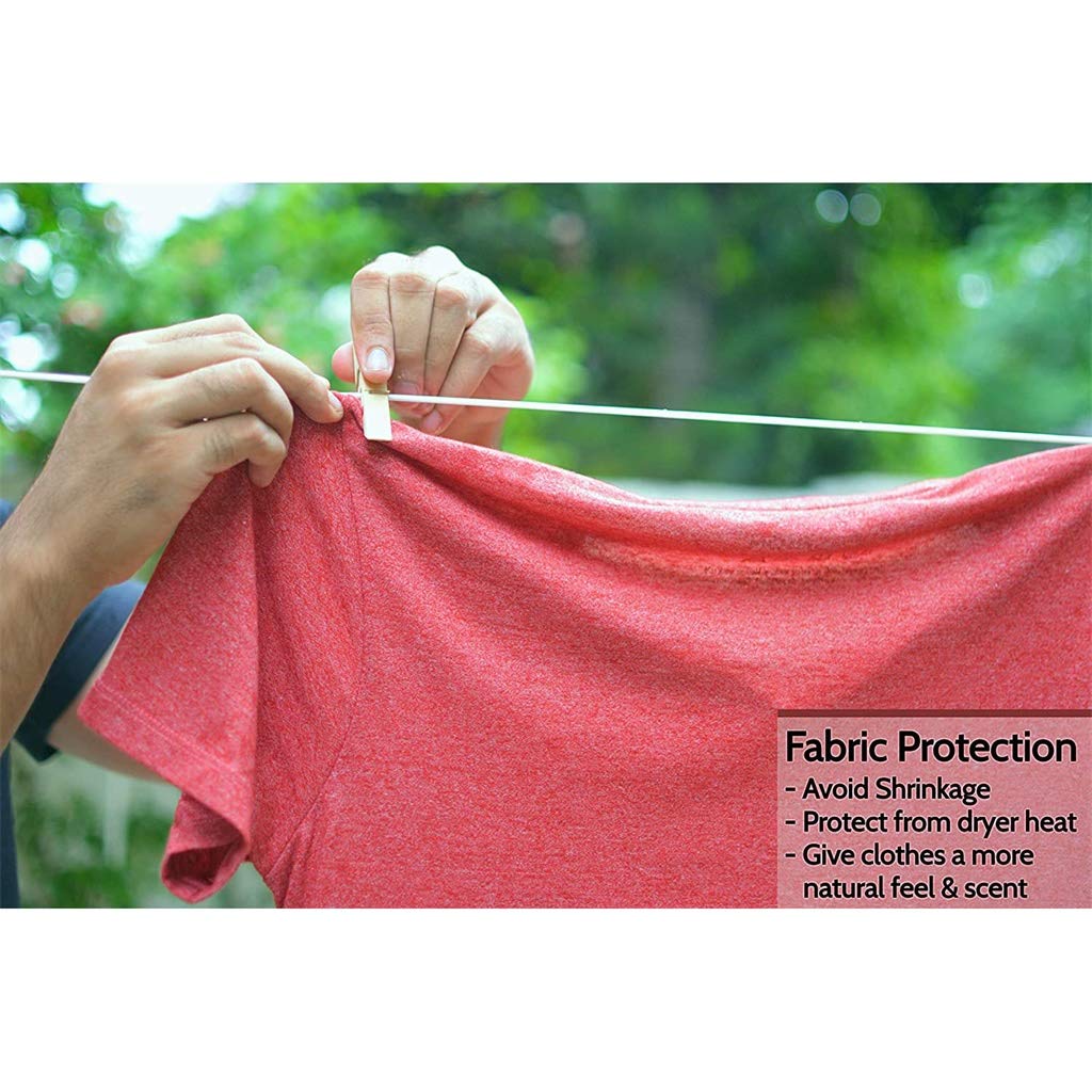 Retractable Clothesline - Portable Heavy Duty Indoor and Outdoor Single Clothes Drying Rack - 40 Feet PVC Retracting Clothes Line with Wall Mount Hang The Wet Dry Clothing Laundry