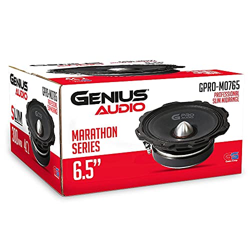Genius Audio GPRO-M0765 6.5" 300 Watts Max 150 Watts RMS Pro Audio Midrange Speakers Push Connector Aluminium Bullet Car Audio Speaker Ferrite Magnet 4 Ohm Reinforced Paper Cone (1 Speaker)