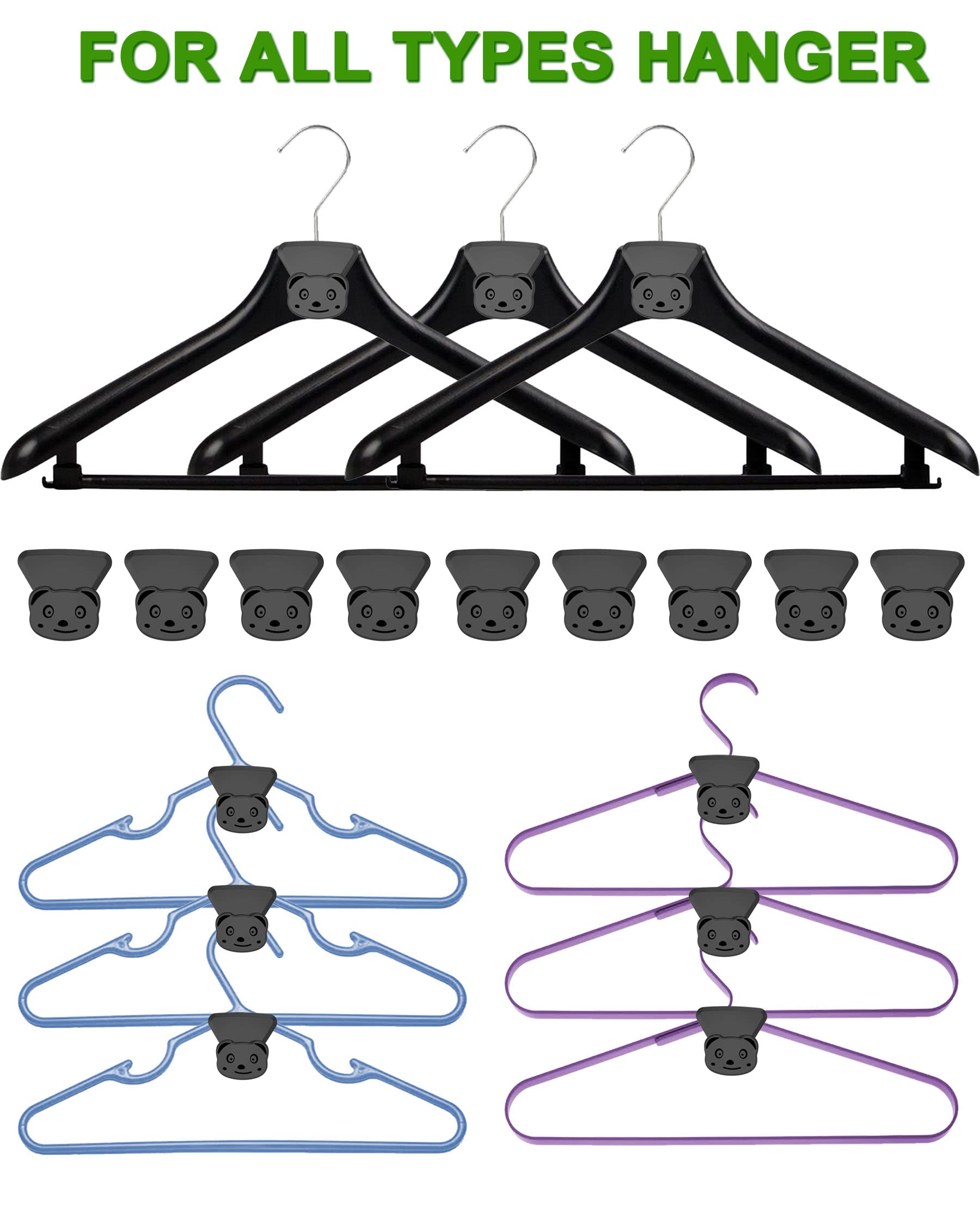 Space Saving Hanger Closet Organizer, Ultra- Premium ABS Hangers Hooks for Heavy Clothes Create Up to 5X Closet Space, Clips Fits All Hangers, College Dorm Room Essentials 18 Value Pack