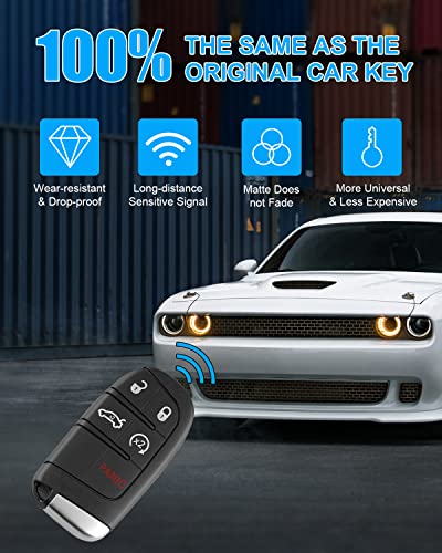 CAUORMOTE Keyless Entry Remote Control Car Key Fob for Dodge Dart Charger Challenger Chrysler 300, 5 Buttons Key Fob Replacement FCC ID M3N-40821302, Pack of 2