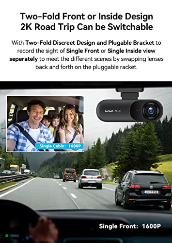 DDPAI Dash Cam Mola N3 GPS Front Dash Cam 1600P, 2K Dash Cam Recorder Front Car Accident Dashboard Camera for Car, Infrared Night Vision,GPS Logging, 24hr Parking Mode, App Wi-Fi,128GB max