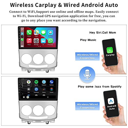 Android 11 Car Stereo for Mazda 5 2007-2012 with Wireless Apple CarPlay Android Auto,9 inch Touchscreen Car Radio with WiFi,GPS Navigation,Bluetooth,FM/RDS,SWC AUX-in,Dual USB+AHD Backup Camera