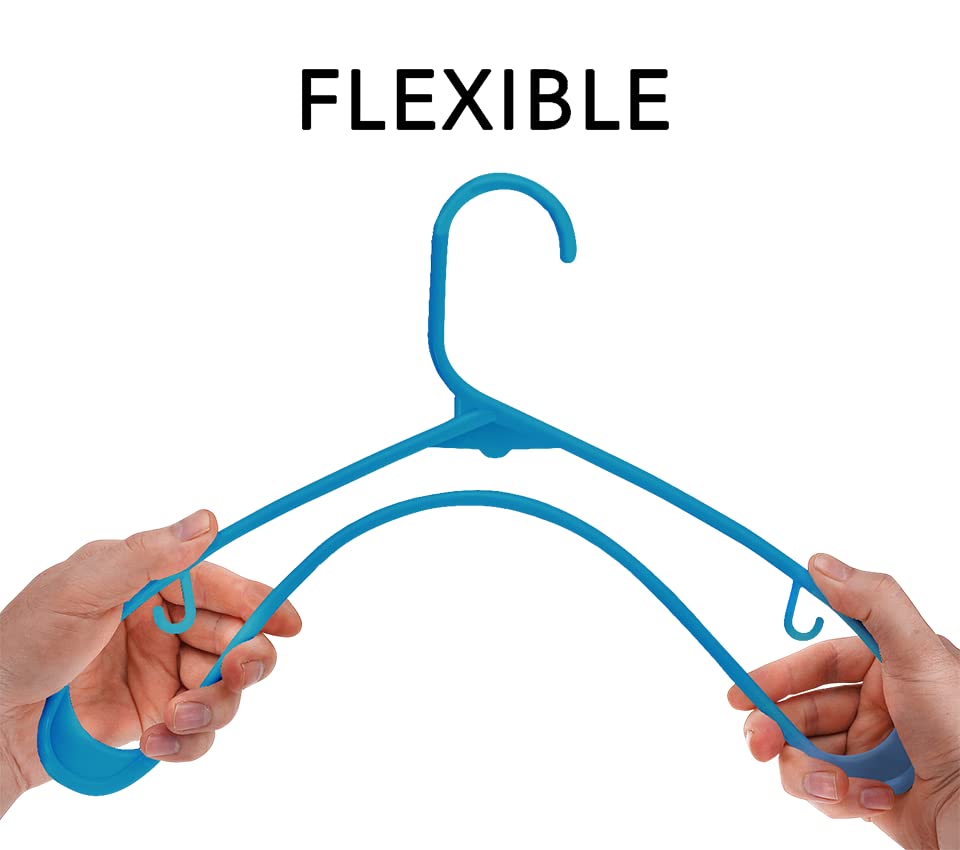 Sharpty Plastic Hangers Clothes Hangers for Clothing, Closet, Coats & Shirts - Durable, Thick, Tough & Space Saving - for Everyday Standard Use, Room Essentials & Basics - 20 Pack - Blue
