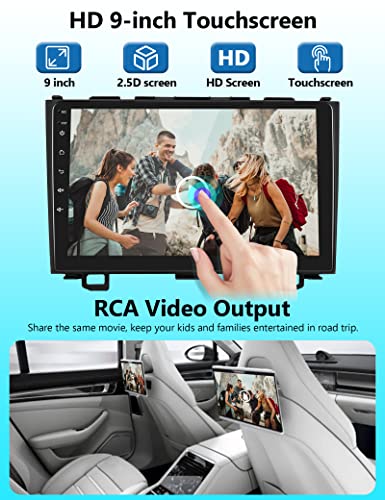 Car Stereo for Honda CRV 2007 2008 2009 2010 2011 with Wireless Apple Carplay, 9 Inch Touch Screen Android Car Radio with Backup Camera and External Microphone Support GPS Navigation, Mirror Link