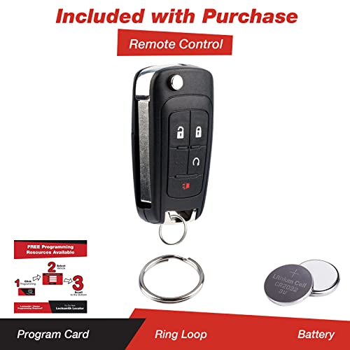 KeylessOption Flip Remote Key Fob 4btn Remote Start for GM (OHT01060512)