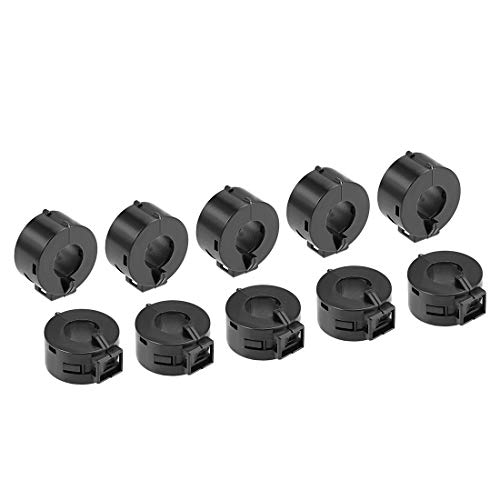 uxcell 15mm Ferrite Cores Ring Clip-On RFI EMI Noise Suppression Filter Cable Clip, Black 10pcs