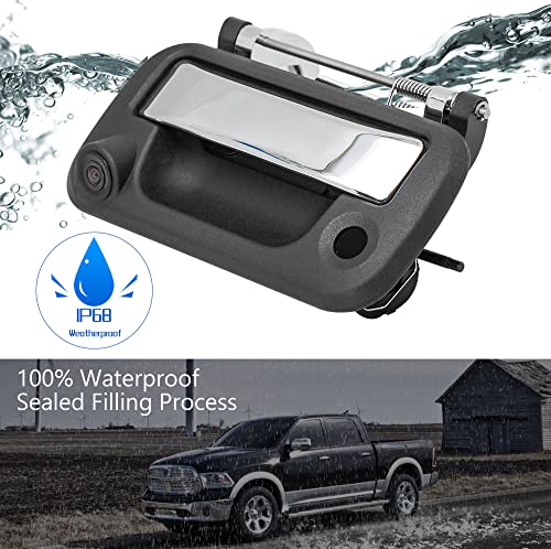 Anina Tailgate Handle Backup Camera for 2004-2014 Ford F150, 2008-2016 F250 F350 F450 F550, 2006-2008 Lincoln Mark LT Car Tailgate Door Rear View Reverse Parking Camera ( Black / Chrome )