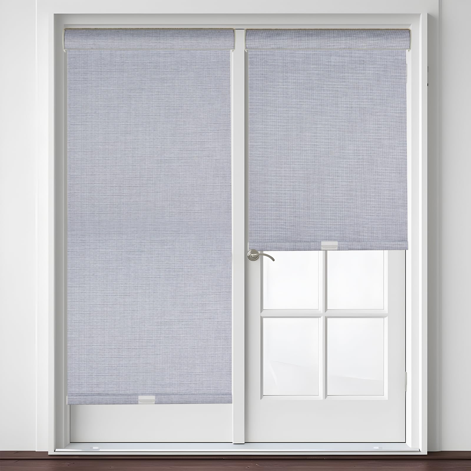 Persilux Custom Blackout Roller Blinds with Texture Fabric - UV Protection, Thermal Insulated, Cordless, For Home and Office Windows, Bluish Grey