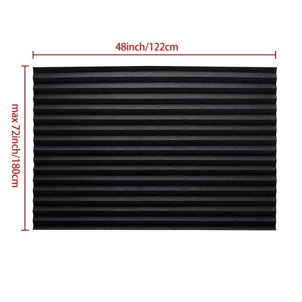 LUCKUP 1 Pack Cordless Blackout Pleated Fabric Shade, Easy to Cut and Install, with 2 Clips (48"x72" - 1 Pack, Black)