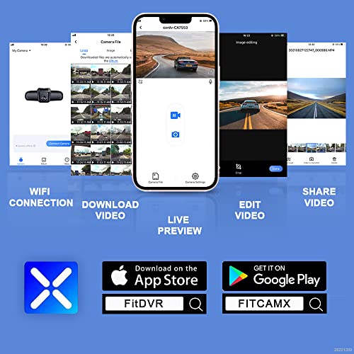 Fitcamx 4K Dash Cam Suitable for Porsche 911 992 Cayenne 9YA 9Y0 9Y3 Panamera 971 Taycan (Model A), OEM Factory Style, Ultra HD 2160P Video WiFi, Parking Sensor, Loop Recording, Easy to Use, 64GB Card
